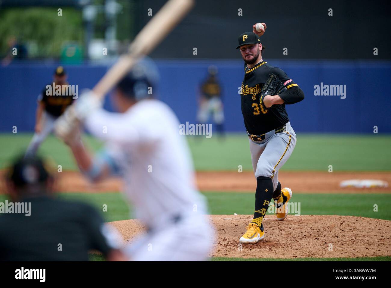 Pittsburgh Pirates pitcher Paul Skenes (30) delivers a pitch during an ...