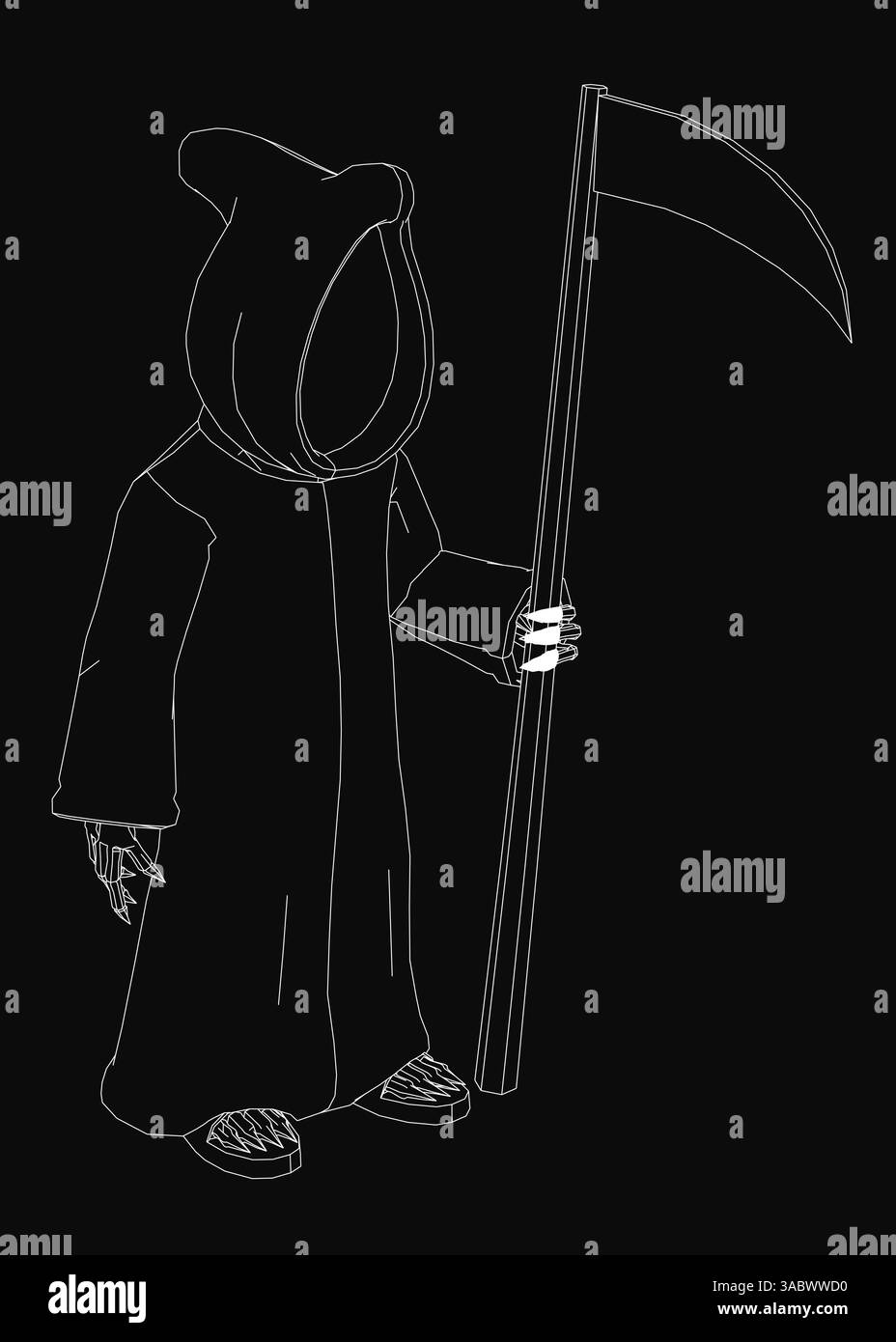 A skeleton is holding a long, thin, black object. The skeleton is ...