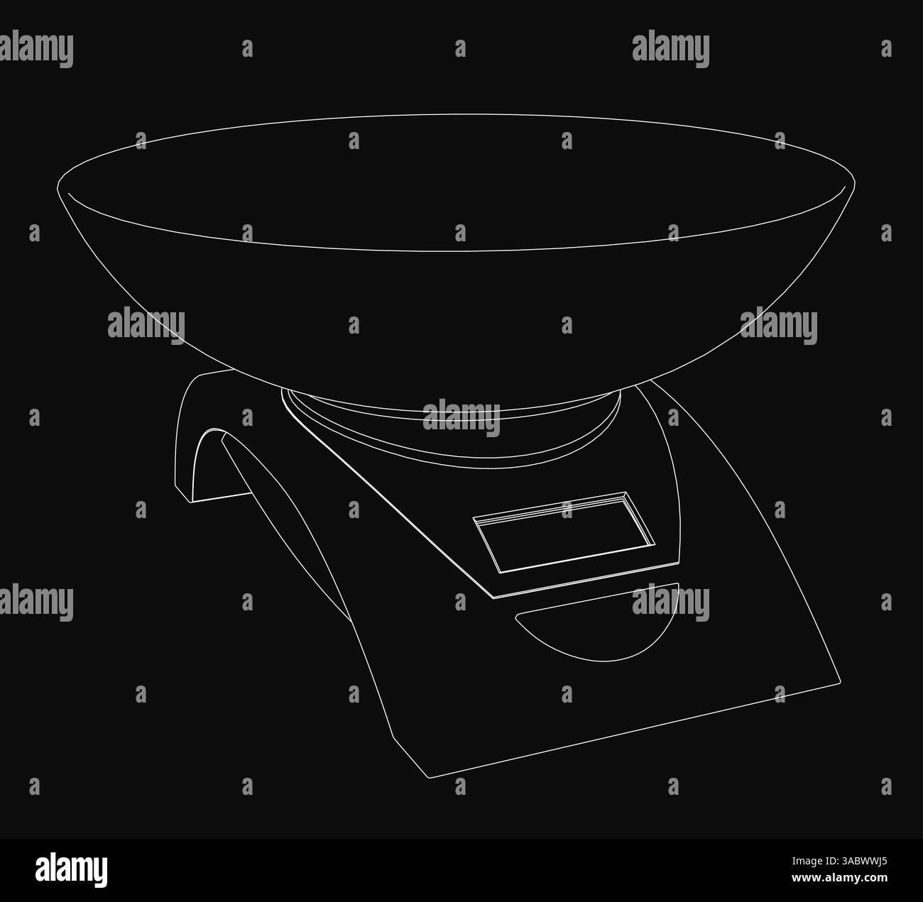 A black and white drawing of a scale with a bowl on top. The scale is ...