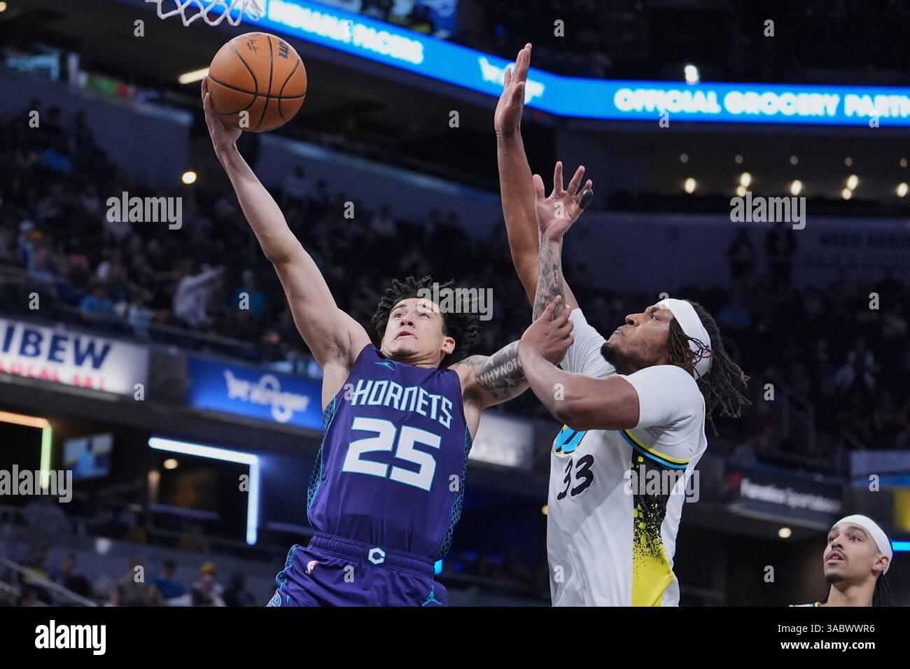 Indiana Pacers center Myles Turner (33) goes up to block the shot of ...