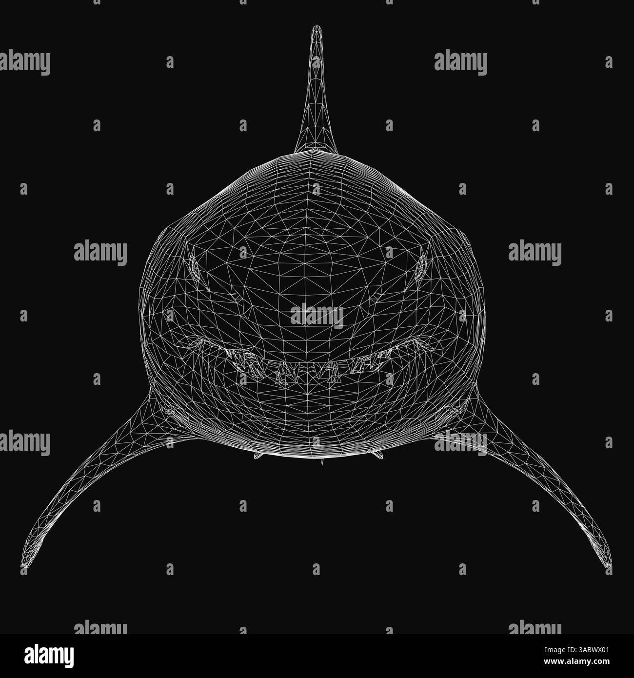A shark is shown in a black and white. The shark is shown in a very ...
