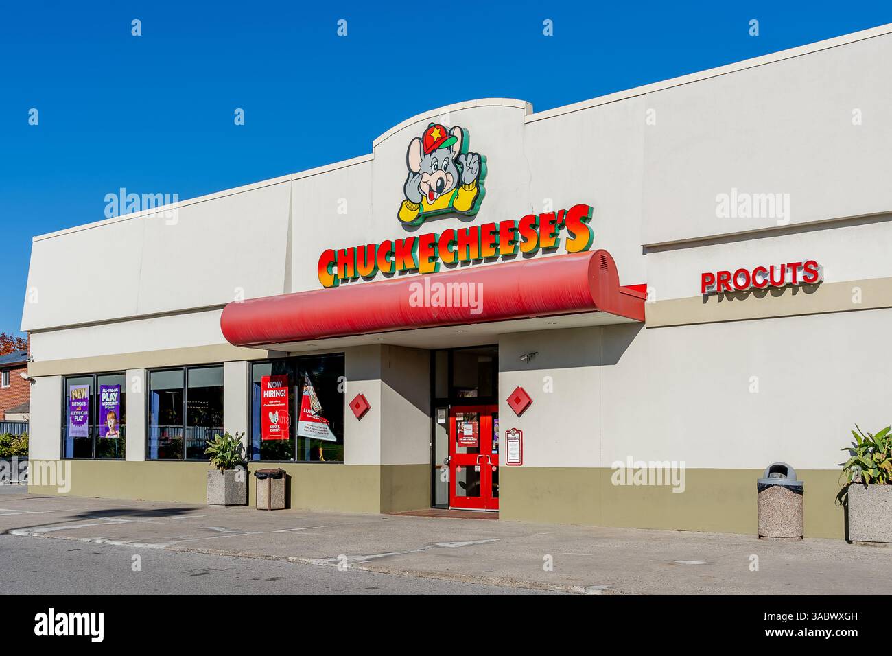 Toronto, Canada- October 29, 2018: Chuck E. Cheese’s sign in Toronto ...