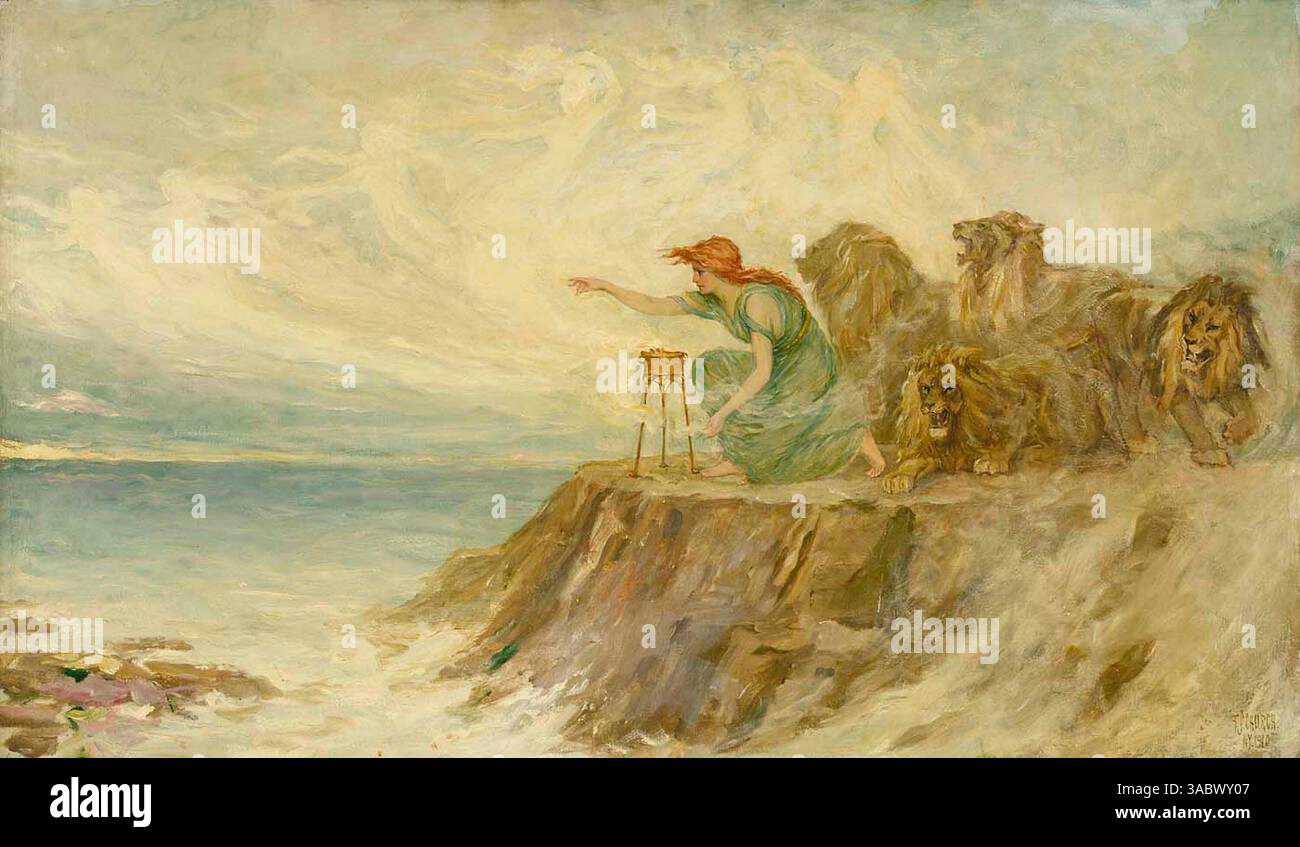 A painting of Circe casting spells on her island of Aeaea, painted by ...