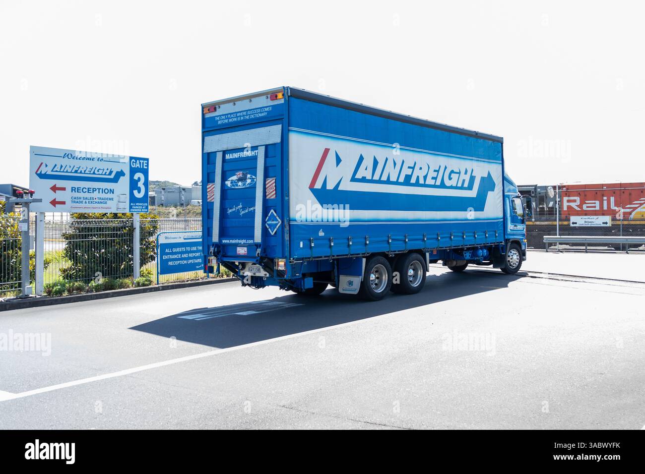 Auckland, New Zealand - February 1, 2024: A Mainfreight truck at their ...