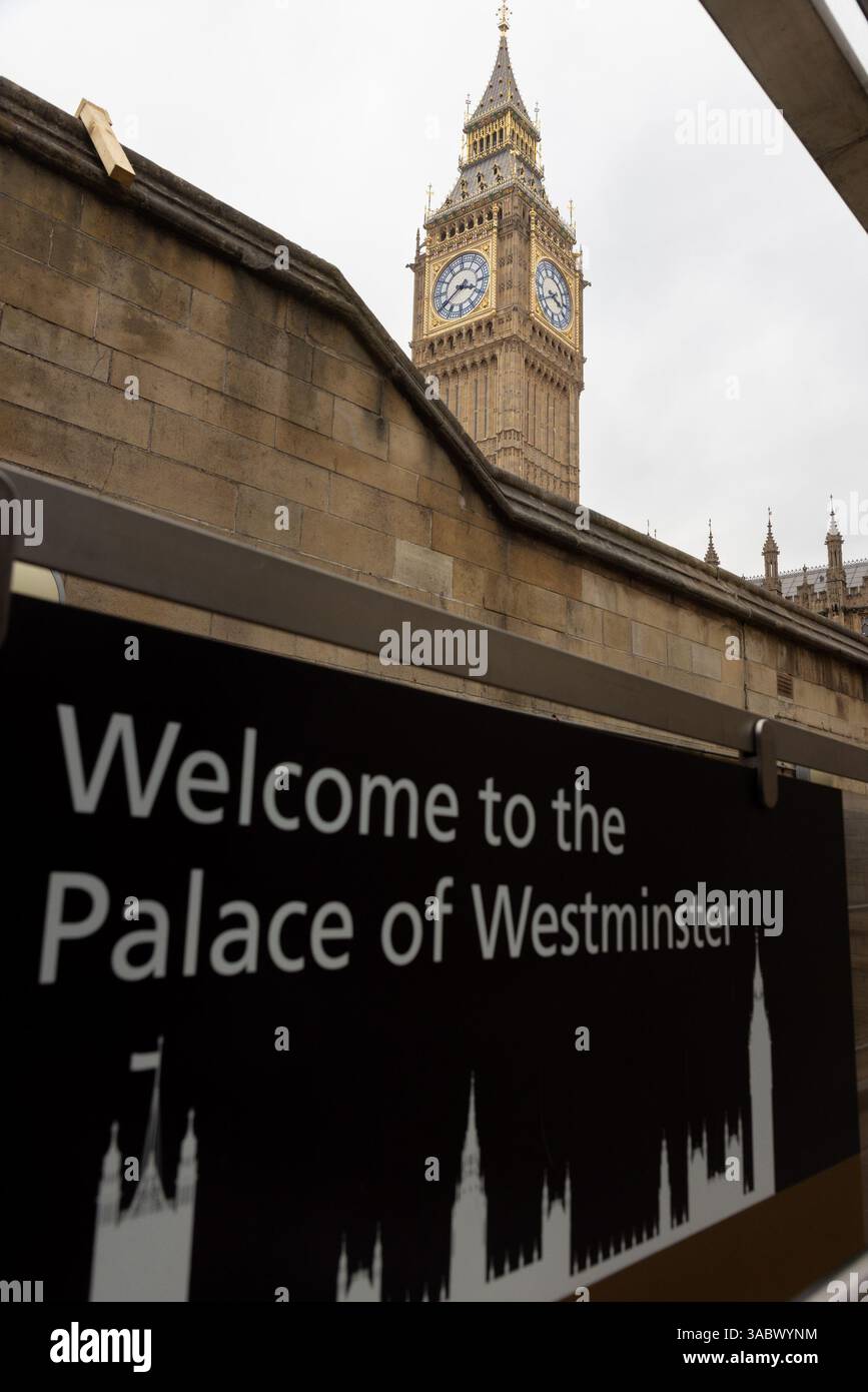 Welcome to the Palace of Westminster sign within the UK Parliament ...