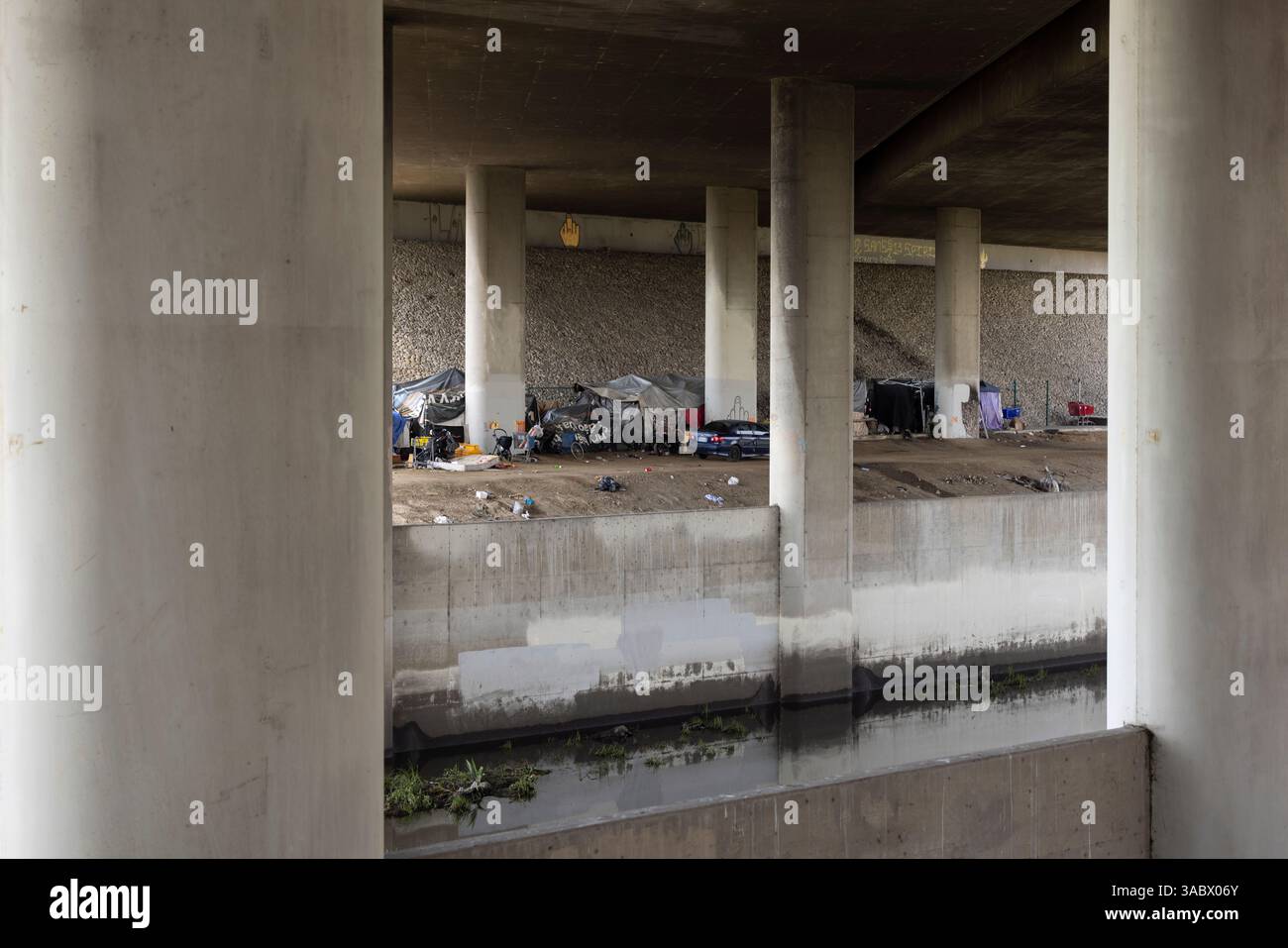 Compton, California, USA - April 2, 2025: A homeless encampment ...