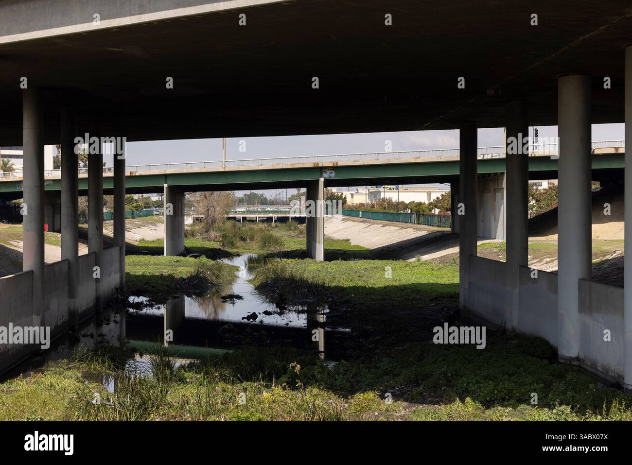 Compton, California, USA - April 2, 2025: Compton Creek flows ...
