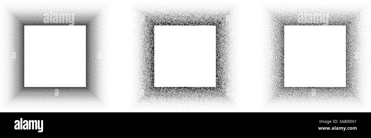 Black stippled square frame set. Dotted gradient border collection ...