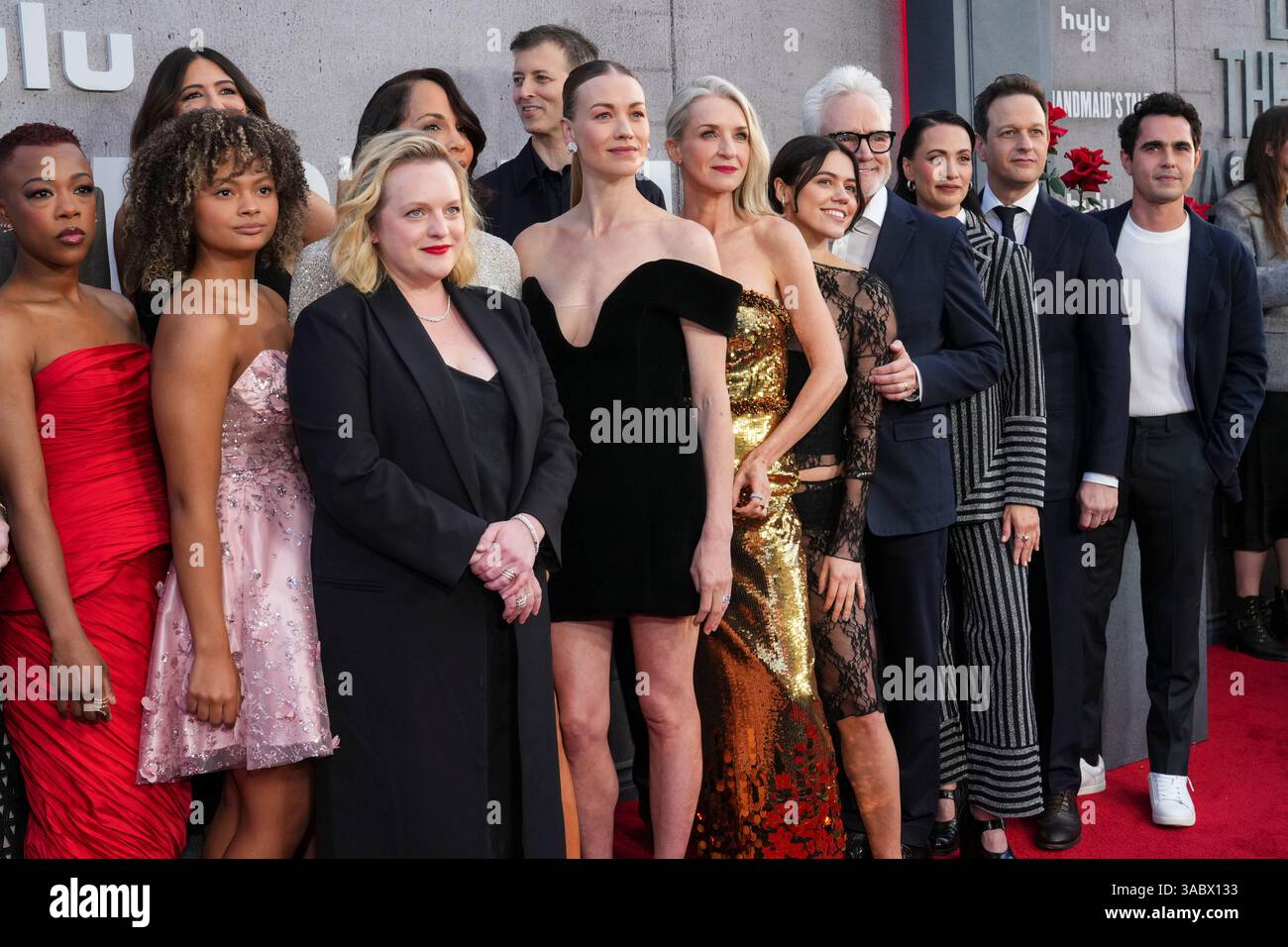 Samira Wiley, from left, D'Arcy Carden, Jordana Blake, Elisabeth Moss ...