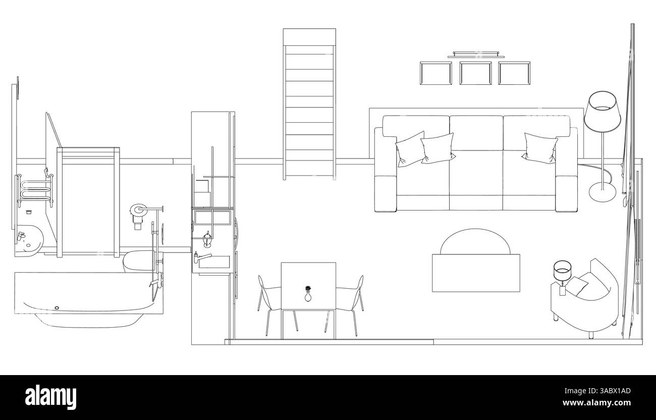 Minimalist room blue Black and White Stock Photos & Images - Alamy