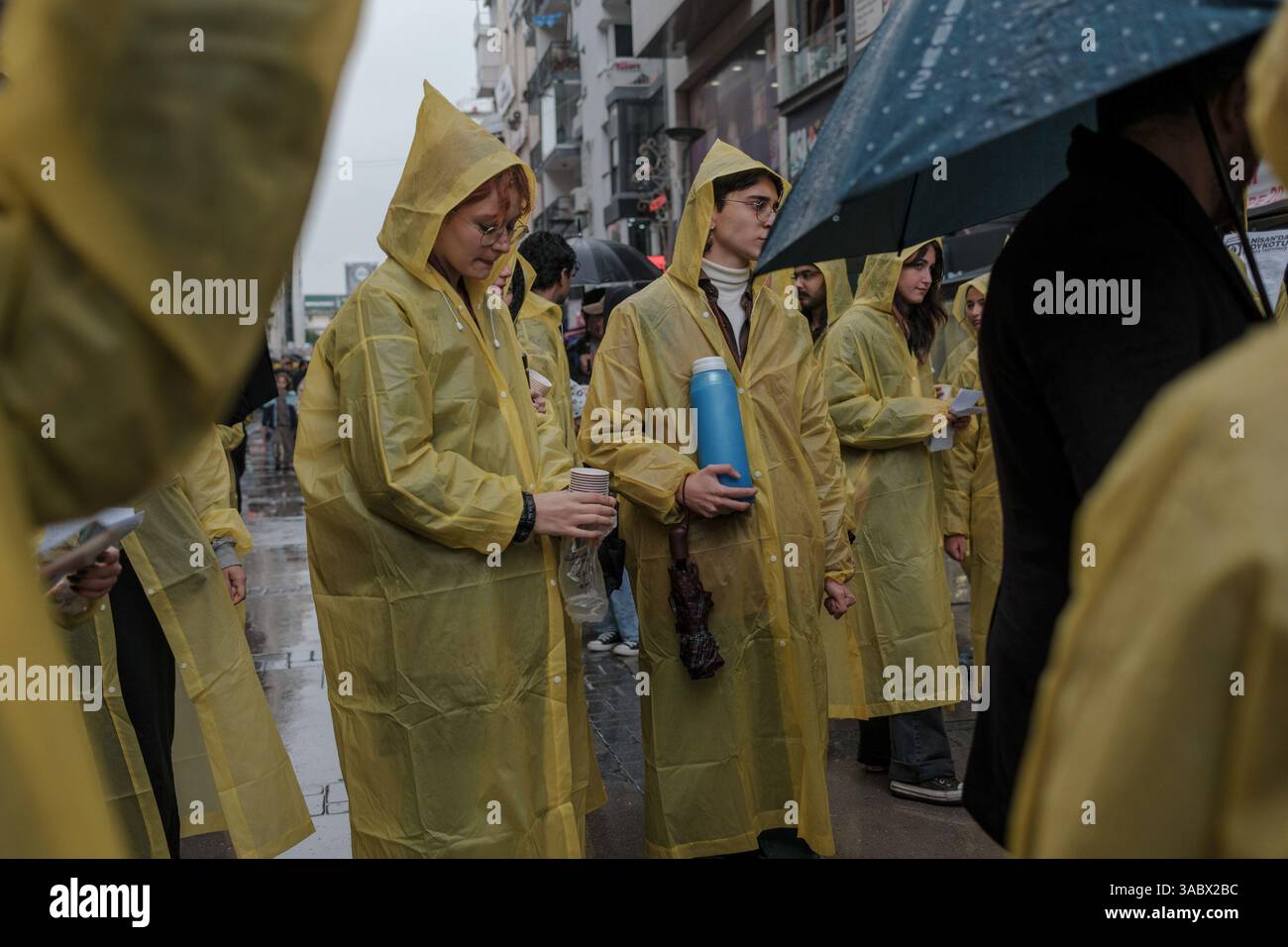 Izmir, Turkey. 02nd Apr, 2025. Young people support the boycott with ...