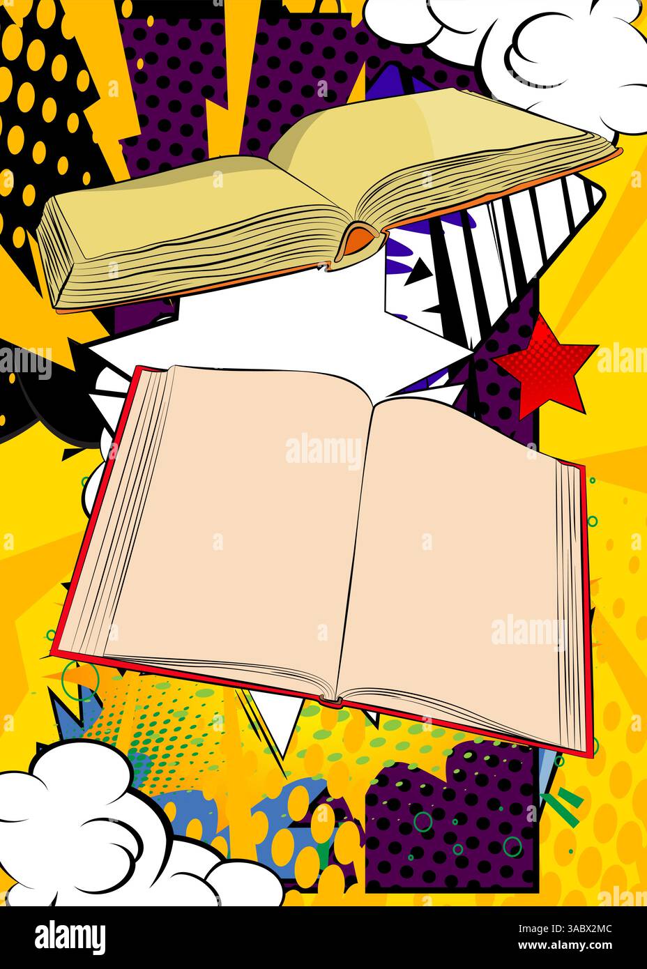 Cartoon Book, comic book Library. Retro vector comics pop art design ...