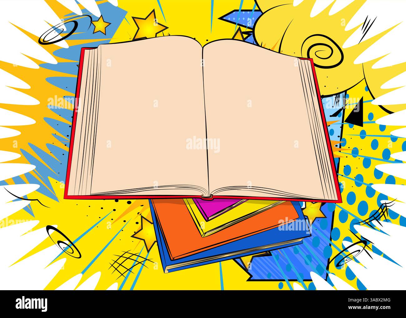 Cartoon Book, comic book Library. Retro vector comics pop art design ...