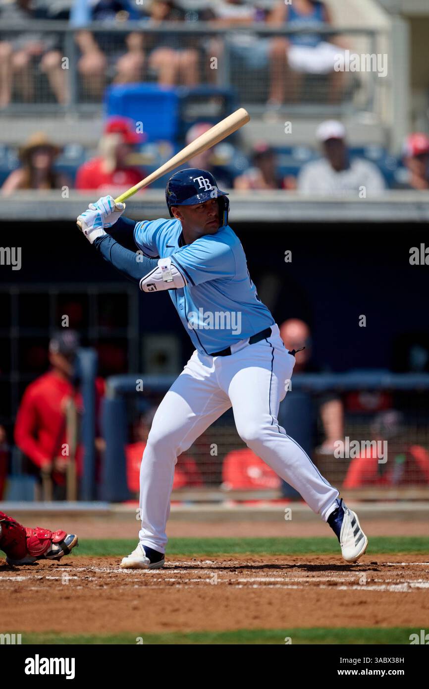 Tampa Bay Rays Coco Montes (50) at bat during an MLB Spring Training ...
