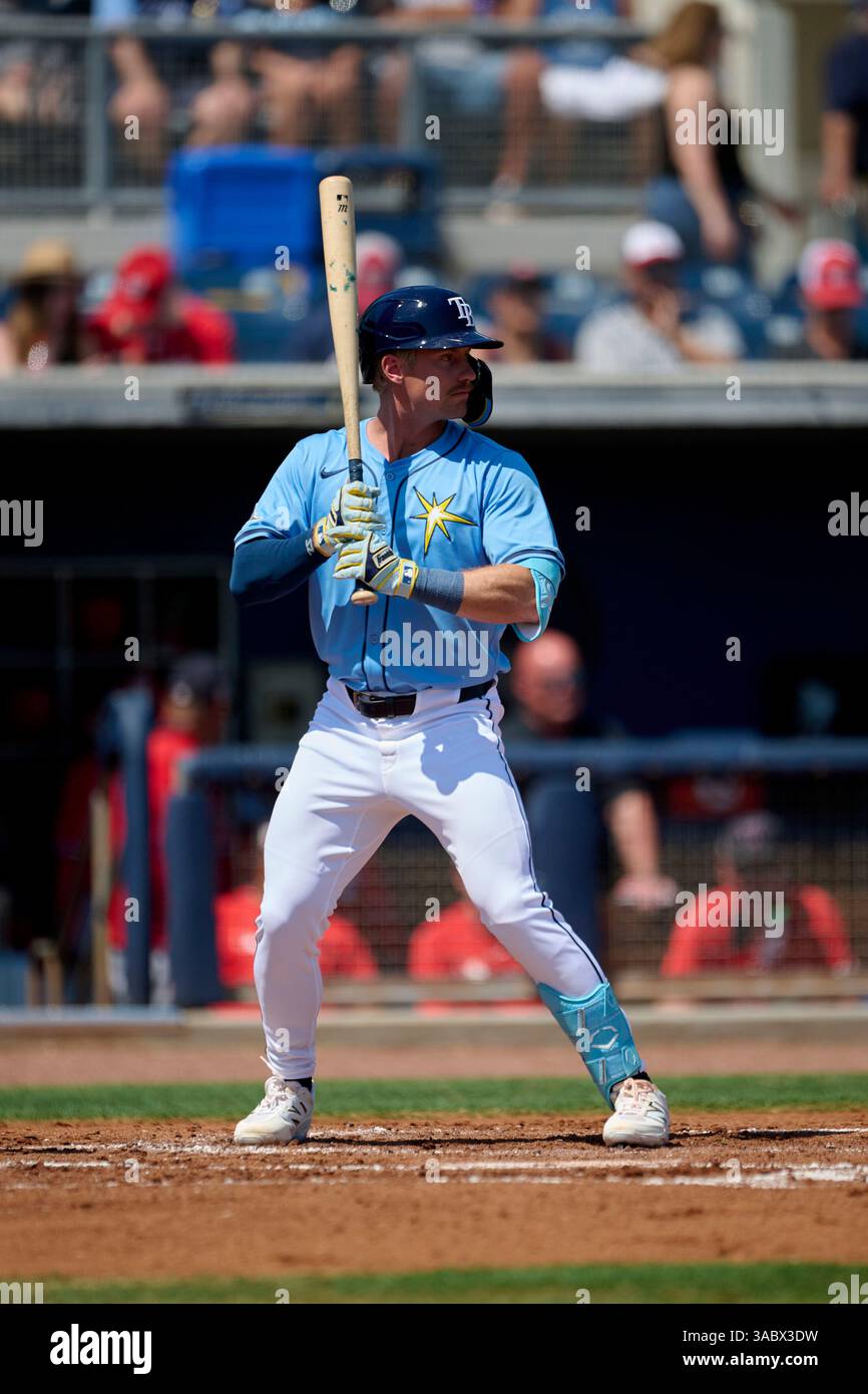 Tampa Bay Rays Jonny DeLuca (21) at bat during an MLB Spring Training ...