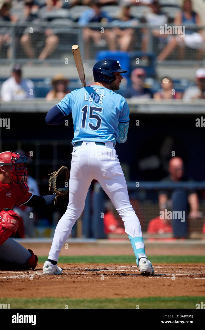 Tampa Bay Rays Josh Lowe (15) at bat during an MLB Spring Training ...
