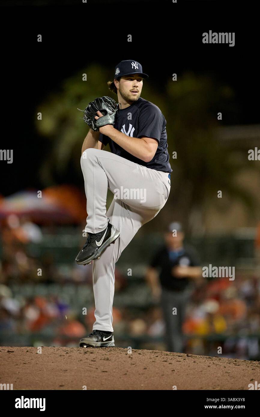 New York Yankees pitcher Bryce Cunningham (35) during an MLB Spring ...