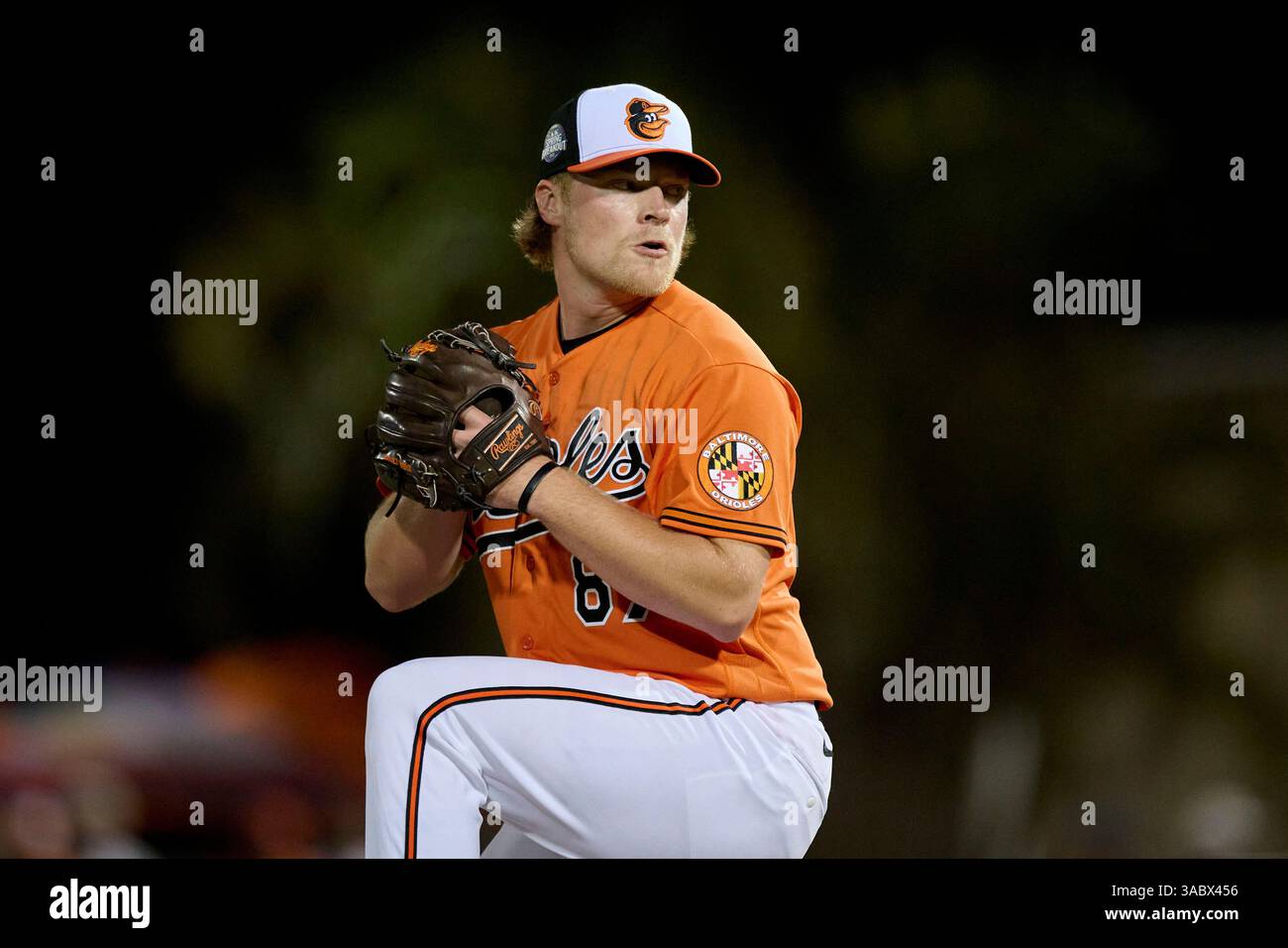 Baltimore Orioles pitcher Braxton Bragg (87) during an MLB Spring ...