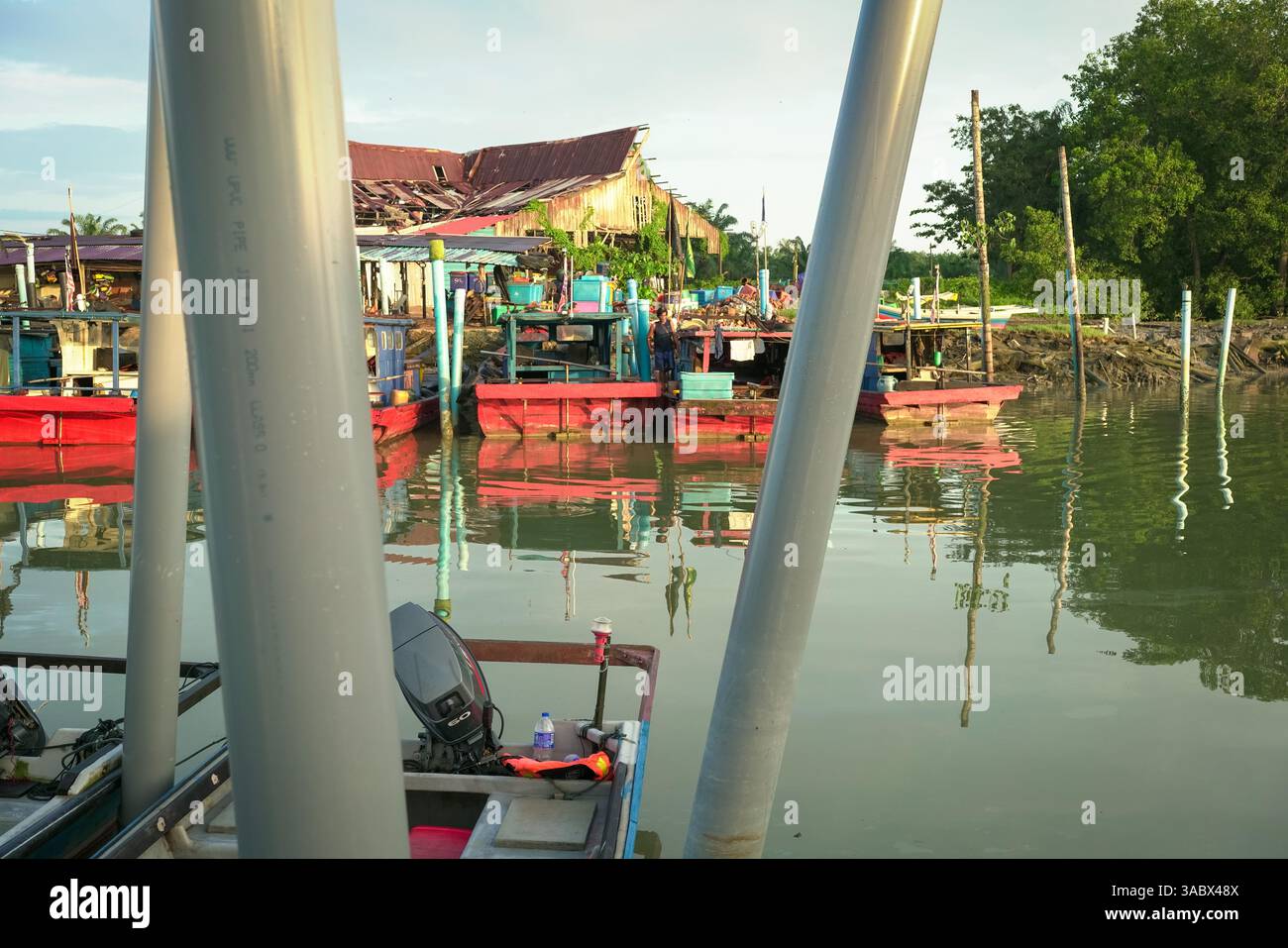 Muar, Malaysia - Mar 24, 2025: View of the fishermen jetty at Parit ...