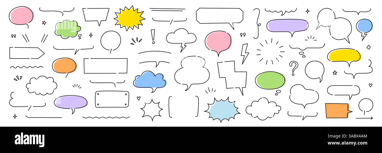 Line frame text speech bubble set. Line balloon frame design talk ...