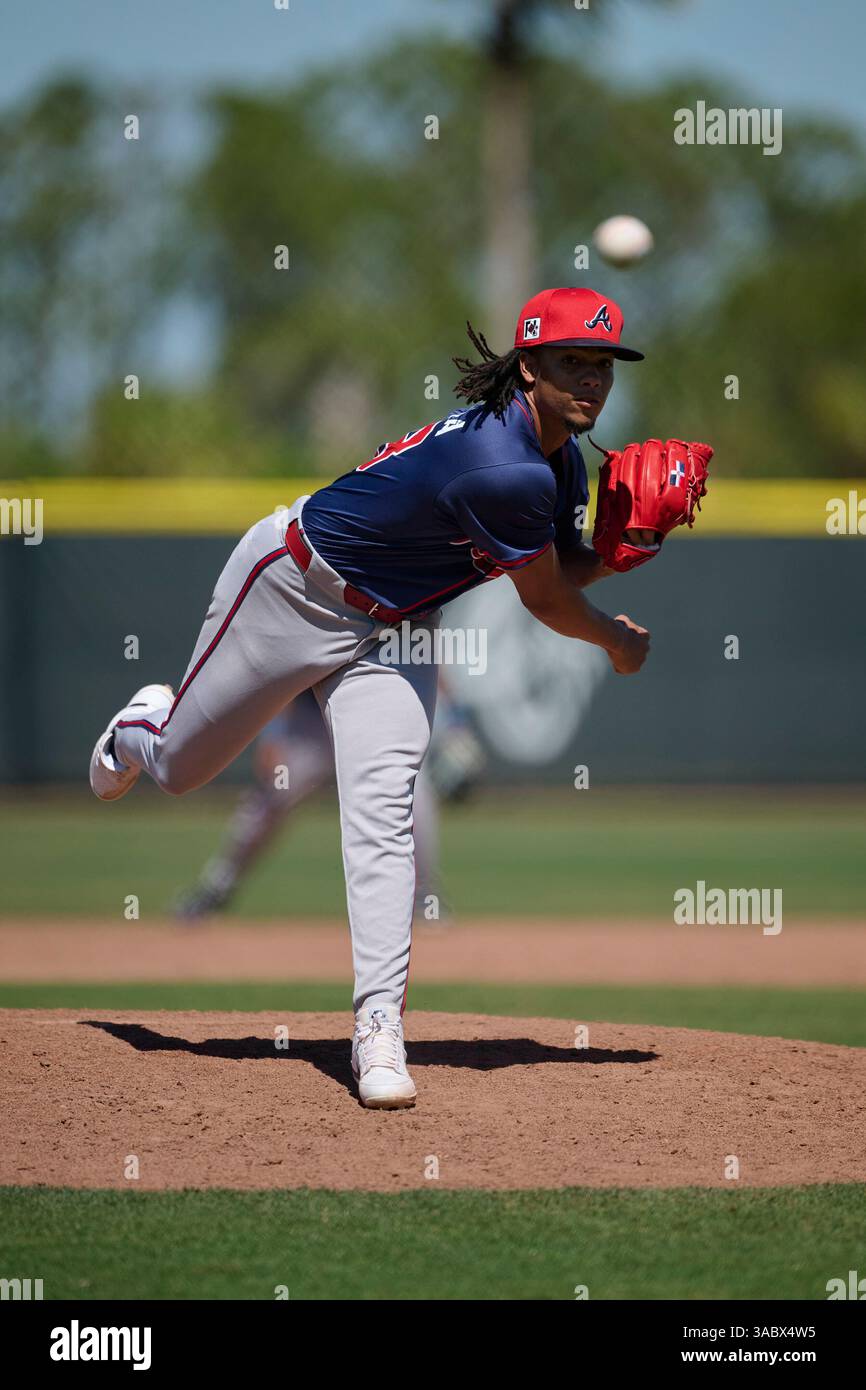 Atlanta Braves pitcher Samuel Mejia (38) during an MiLB Spring Training ...