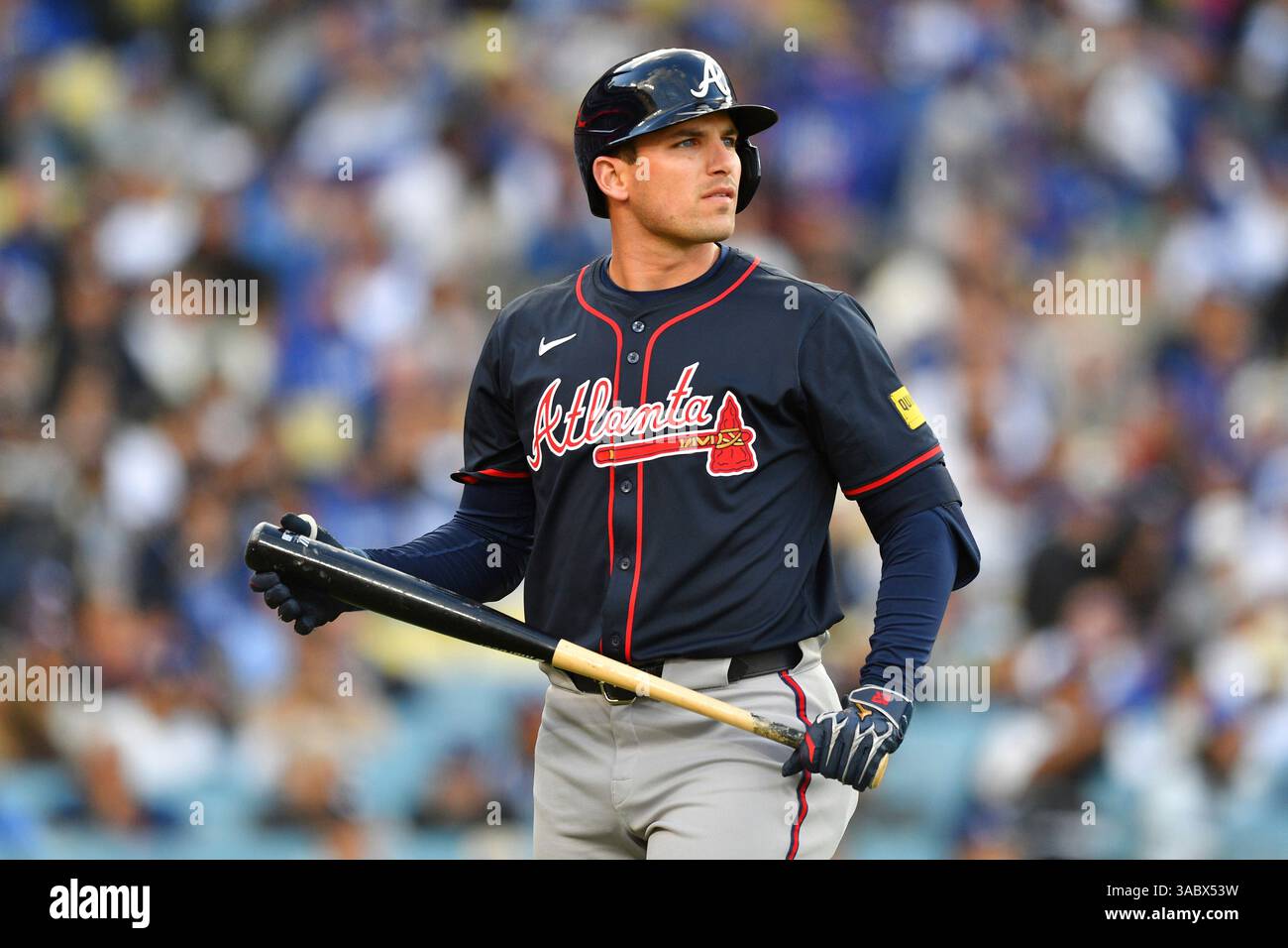 LOS ANGELES, CA - APRIL 02: Atlanta Braves third baseman Austin Riley ...