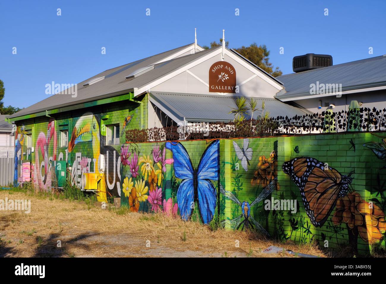 Colourful mural by Mike Barker ShimeArts at Terrace Greenhouse gallery ...