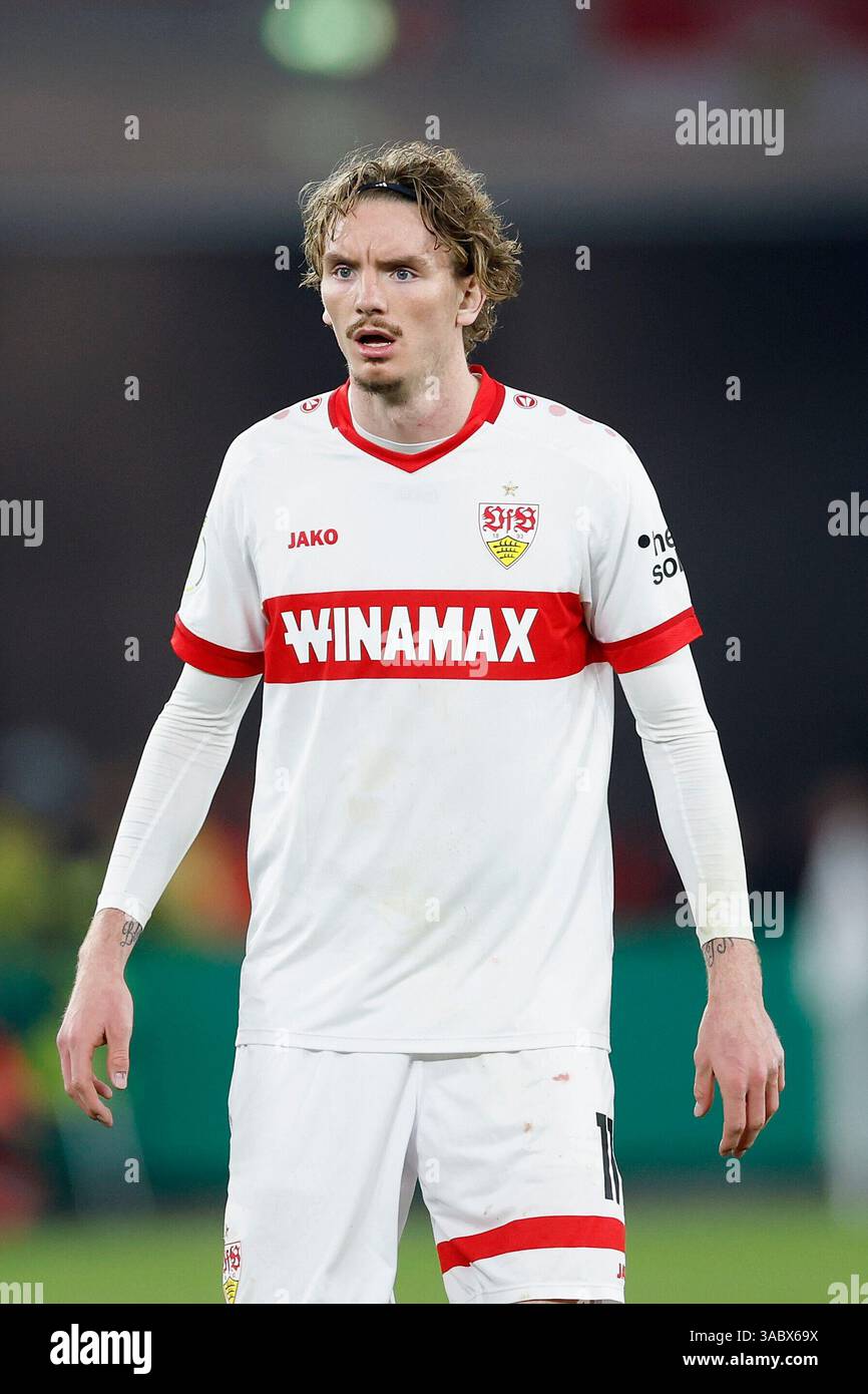Stuttgart, Deutschland. 02nd Apr, 2025. Im Bild: Nick Woltemade (VFB Stuttgart, 11), 02.04.2025 ...