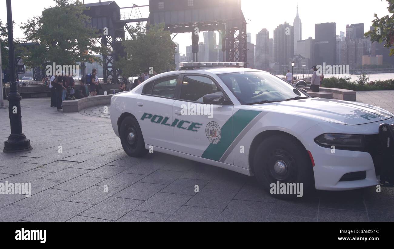 New York City, United States - 31 Aug 2023: Police patrol car, Long ...