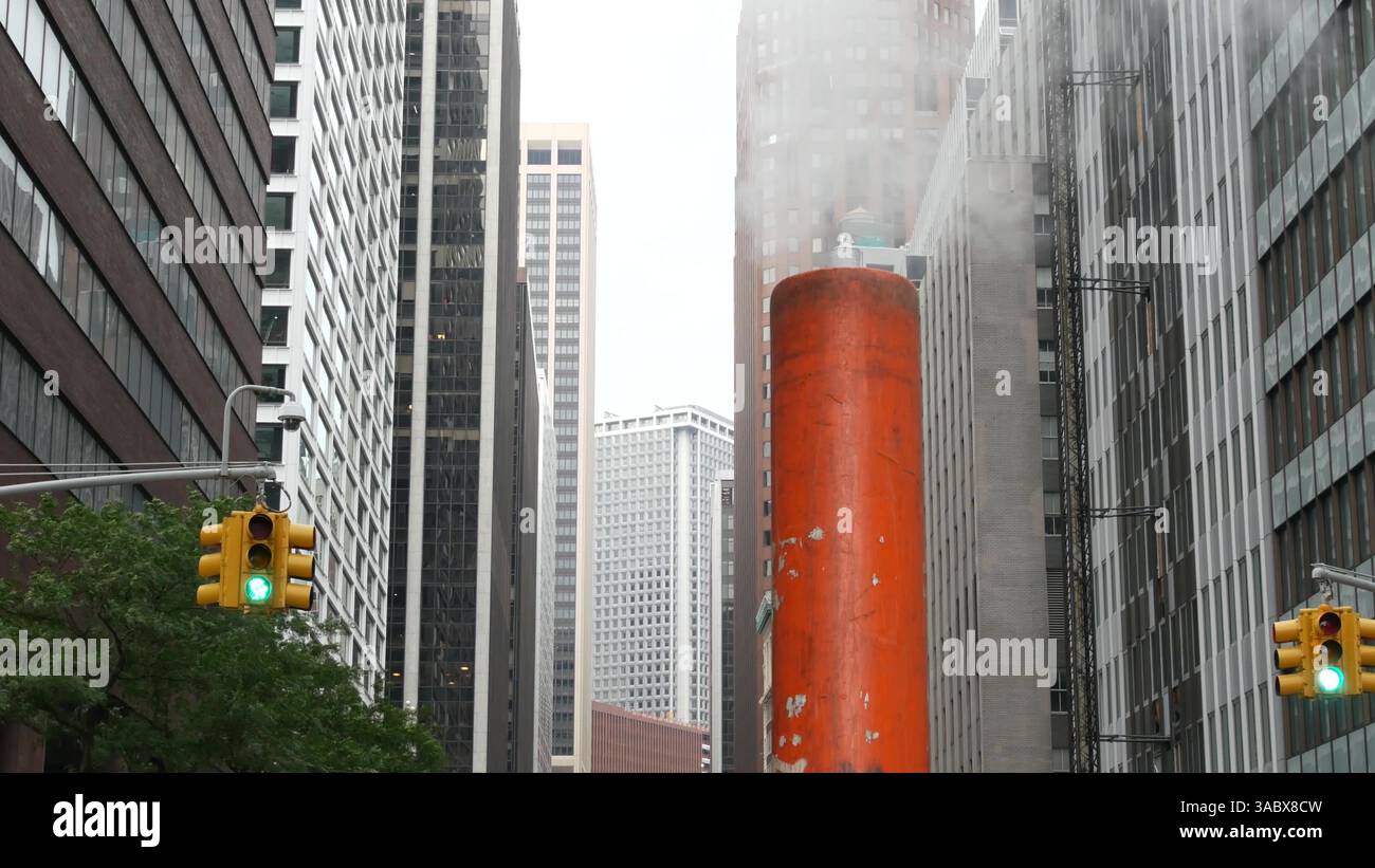 New York City, United States - 9 Sept 2023: Steam vapor vented on Water ...