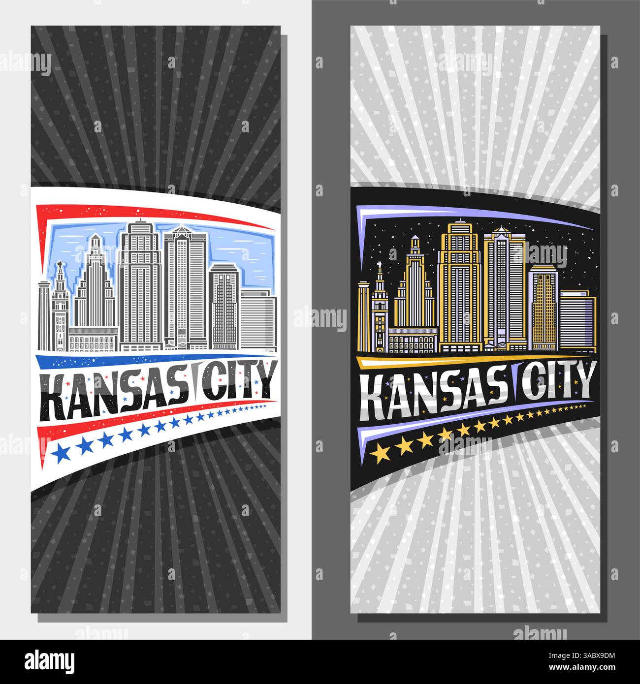 Vector vertical layouts for Kansas City, decorative brochure with ...