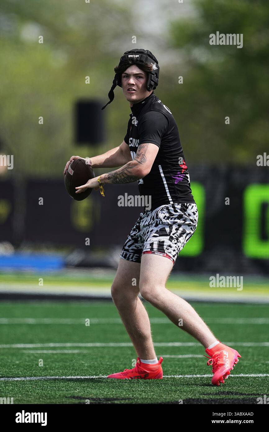 Coastline Stars quarterback Briggs Cherry throws a pass during an OT7 football Week 3 against ...