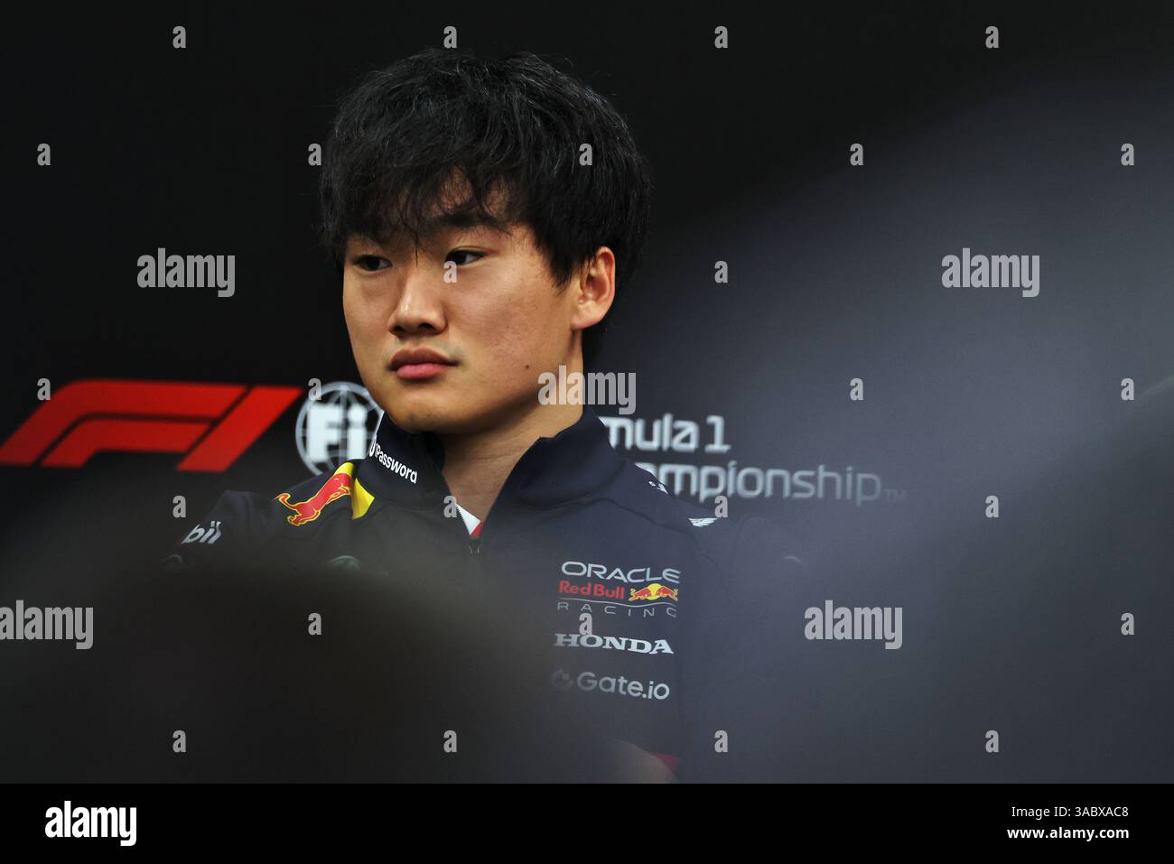Yuki Tsunoda (JPN) Red Bull Racing in the FIA Press Conference. 03.04. ...