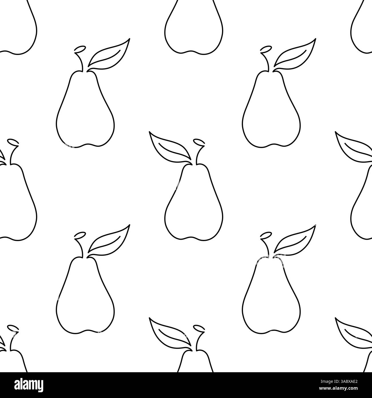 Pear fruit seamless pattern. Single line illustration. Line art Pear ...