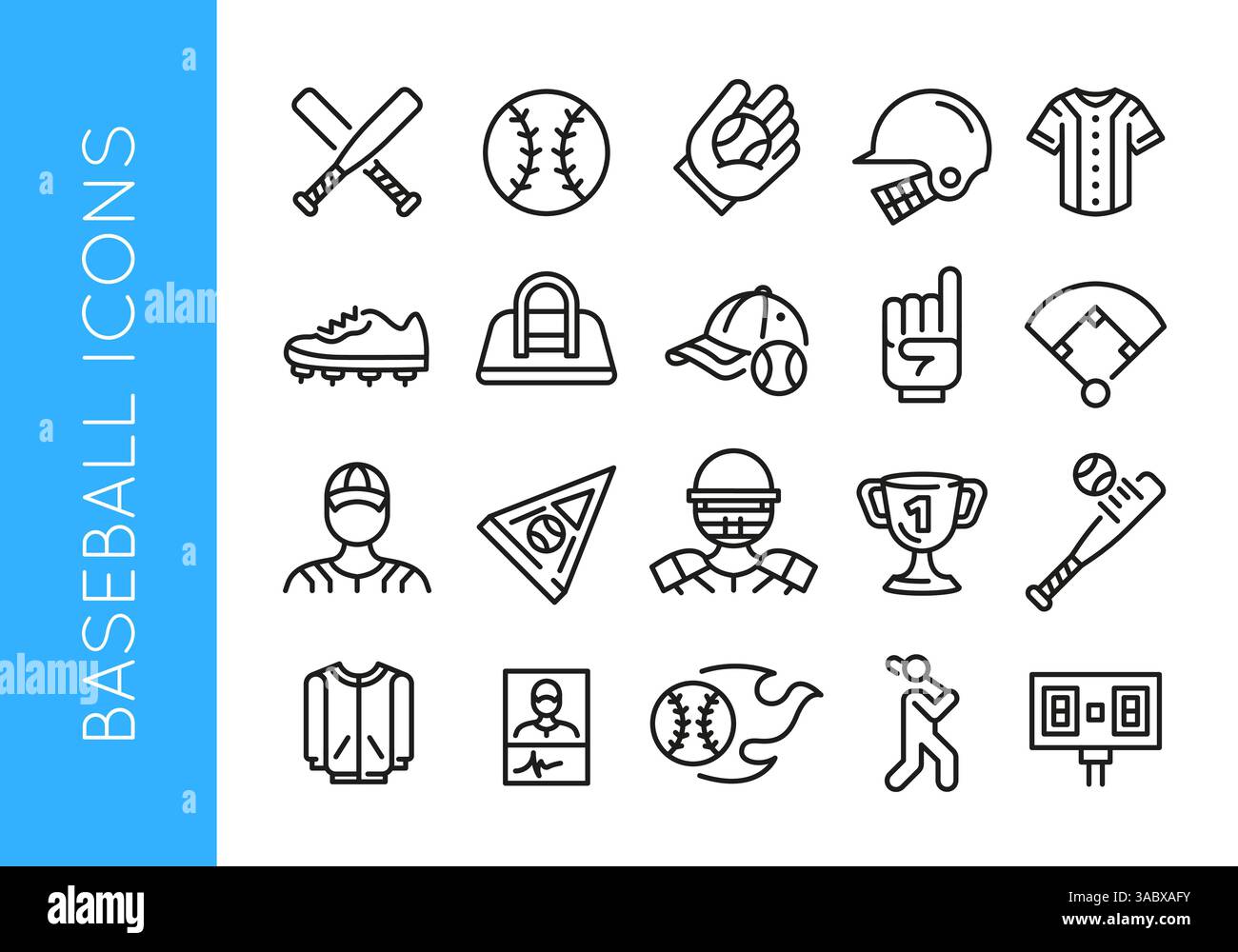Baseball Icons Set Stock Vector Image & Art - Alamy