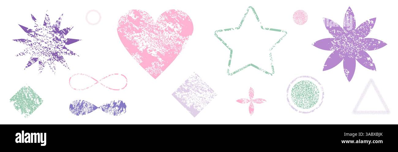 Grunge noise texture shapes set in pastel y2k style color palette ...