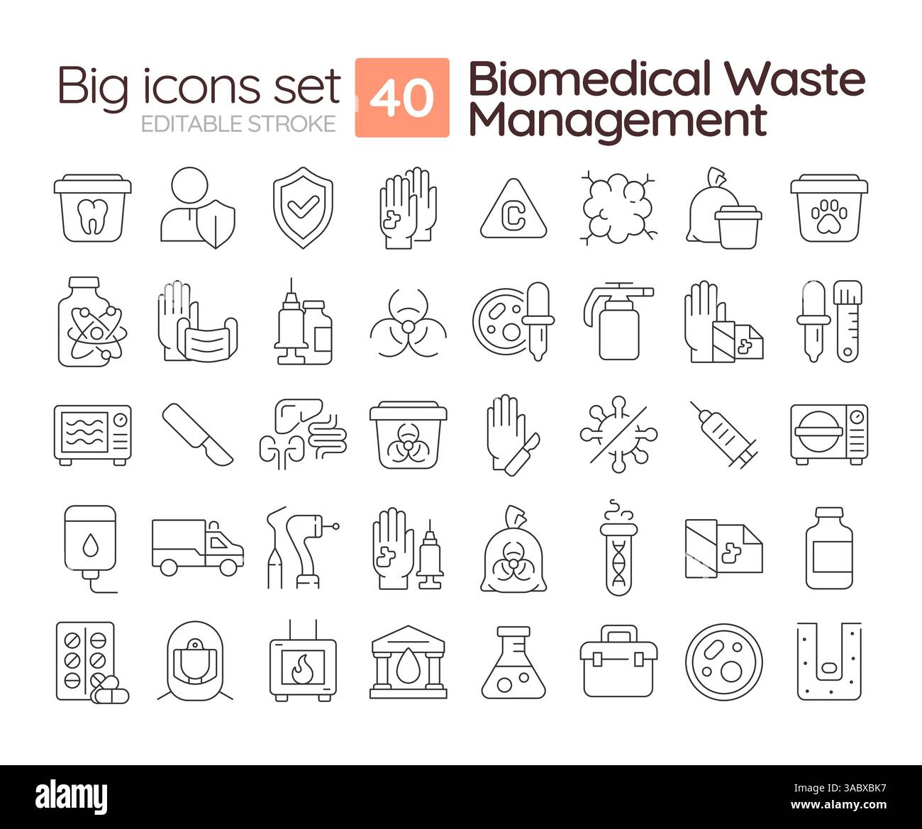 Biomedical waste management line icons set Stock Vector Image & Art - Alamy