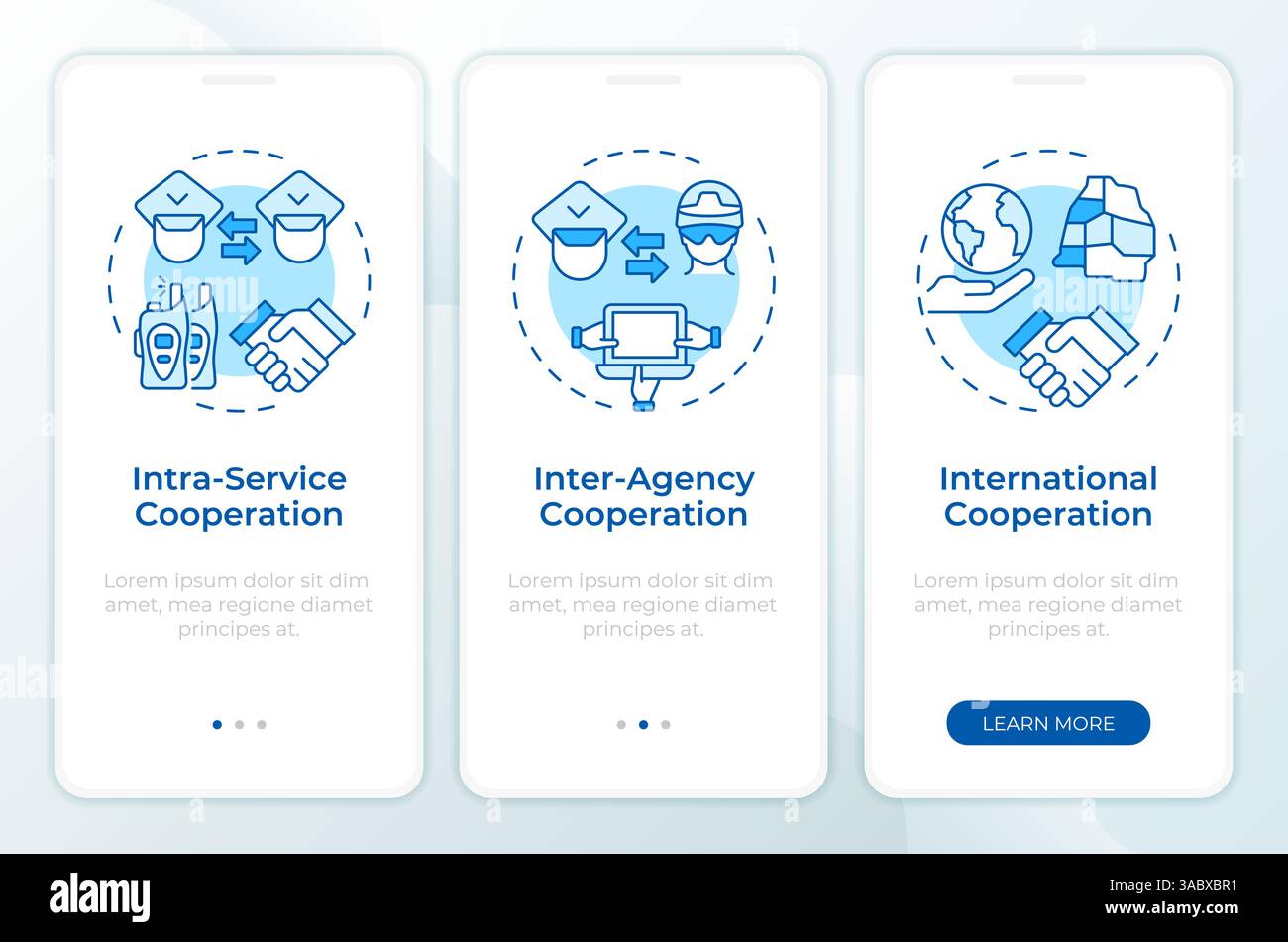 Levels of cooperation blue onboarding mobile app screen Stock Vector Image & Art - Alamy