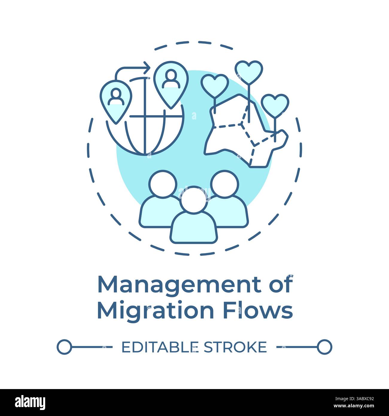 Management of migration flows soft blue concept icon Stock Vector Image ...