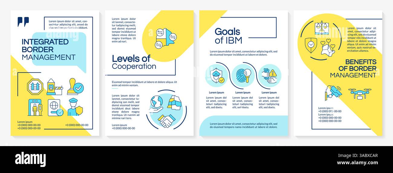 Integrated border management blue and yellow brochure layout Stock ...