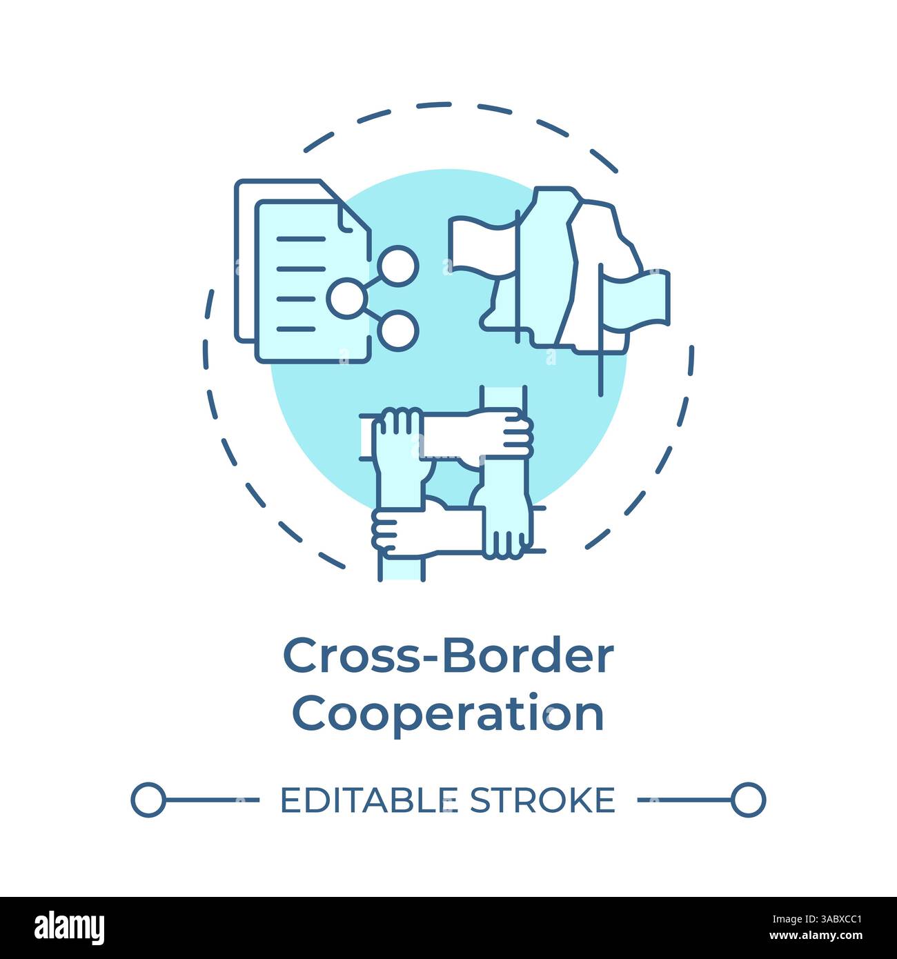 Cross border cooperation soft blue concept icon Stock Vector Image & Art - Alamy