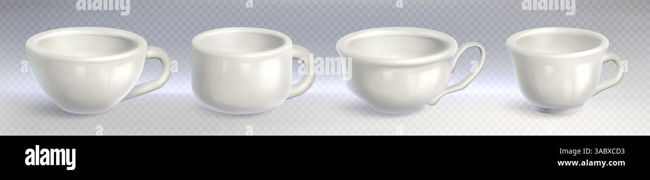 Coffee mug mockup set with white ceramic cups in different styles ...