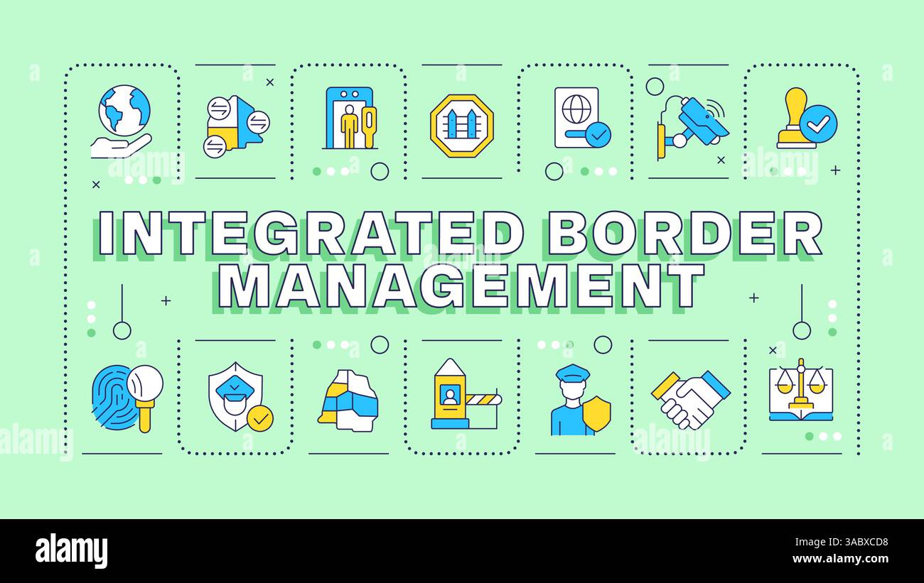 Integrated border management mint green word concept Stock Vector Image ...