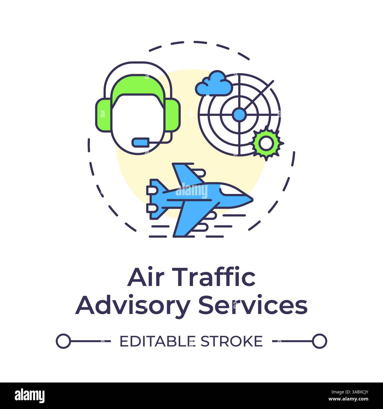 Air traffic advisory services multi color concept icon Stock Vector ...