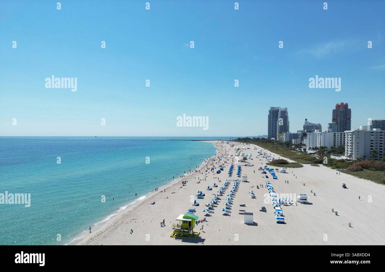 Miami Beach aerial drone view with skyline. Miami from above. Miamis ...