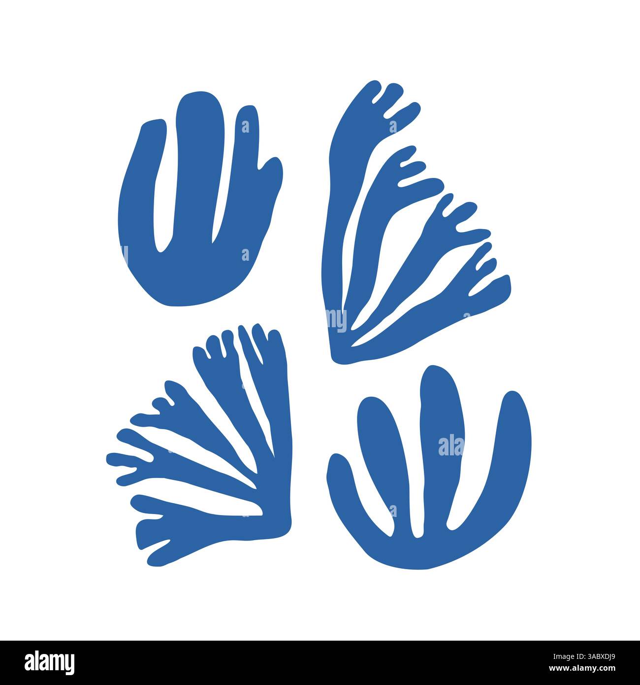 Seaweed silhouette of hand drawn doodle illustration. Underwater sea ...