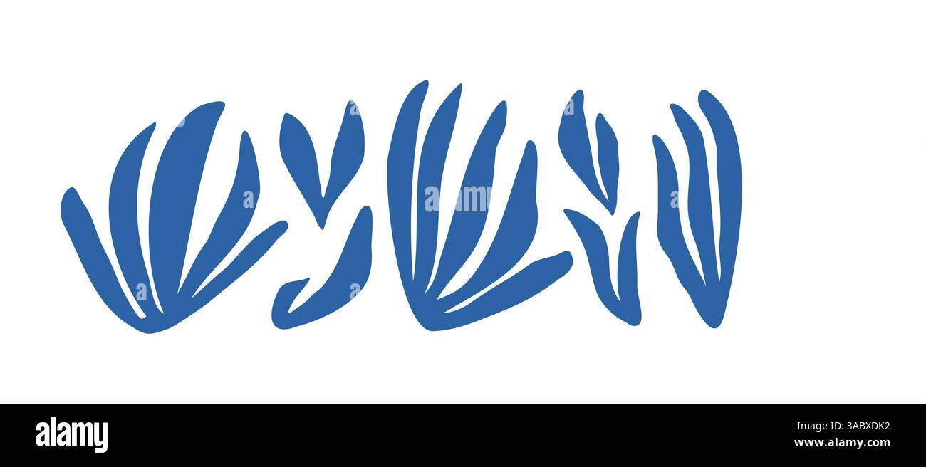 Seaweed silhouette of hand drawn doodle illustration. Underwater sea ...