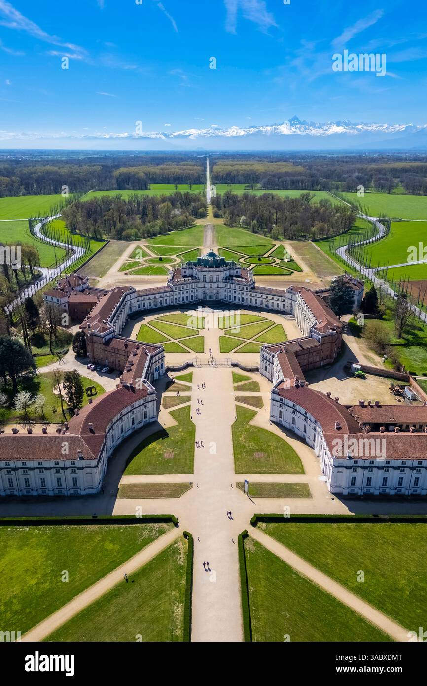 Aerial view of the Palazzina Reale di Caccia di Stupinigi. Torino ...