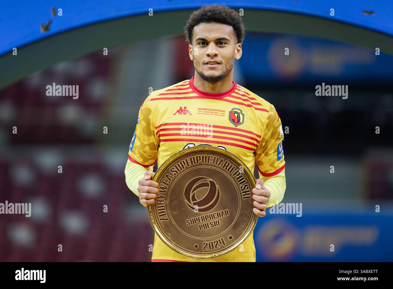Warsaw, Poland. 02nd Apr, 2025. Lamine Diaby-Fadiga of Jagiellonia ...