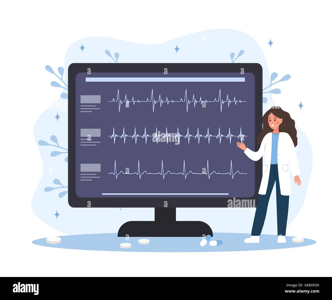 Electrocardiography concept. Heart care and medical diagnostic. Female ...